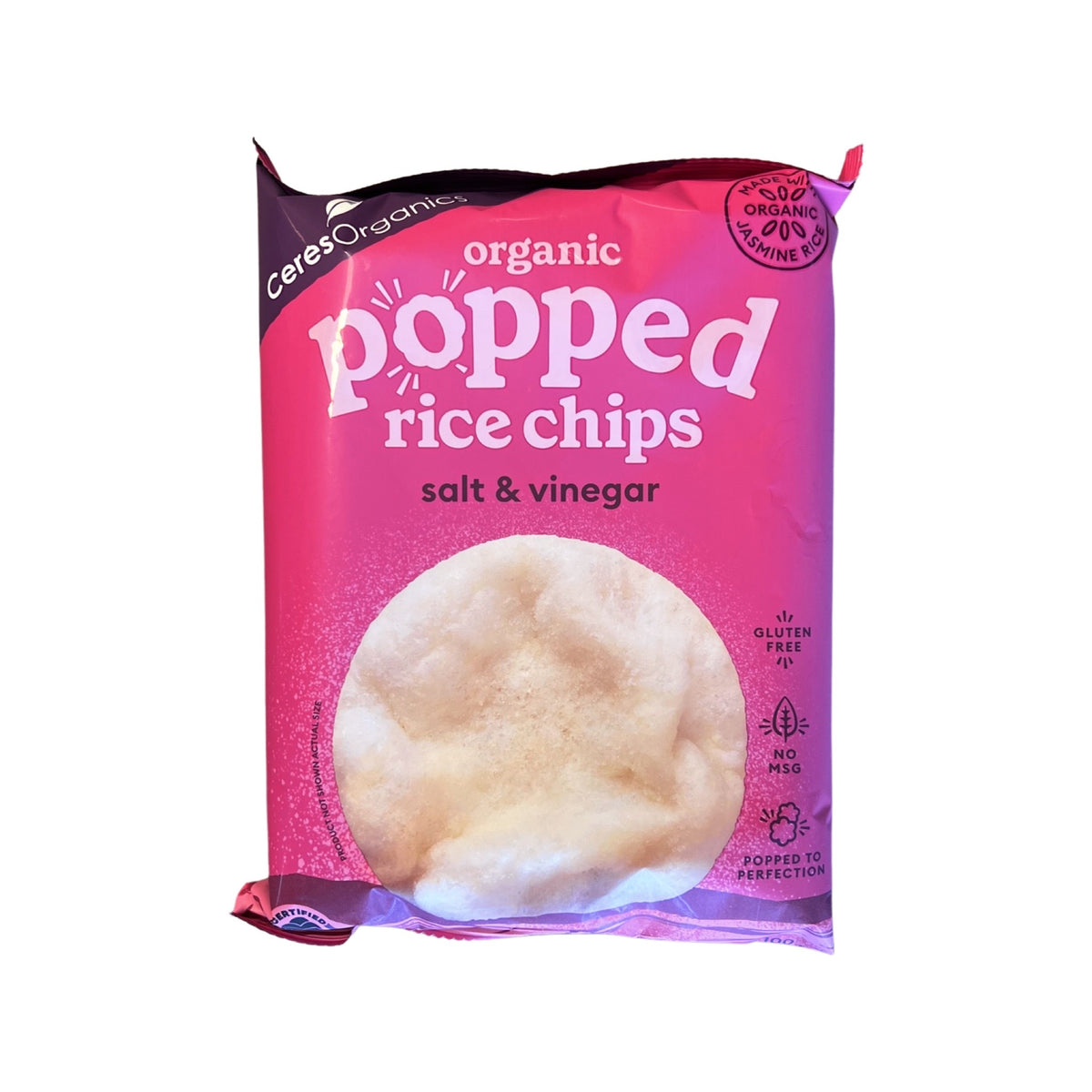 Ceres Organic Popped Rice Chips Salt & Vinegar 100g | Dunn & Walton