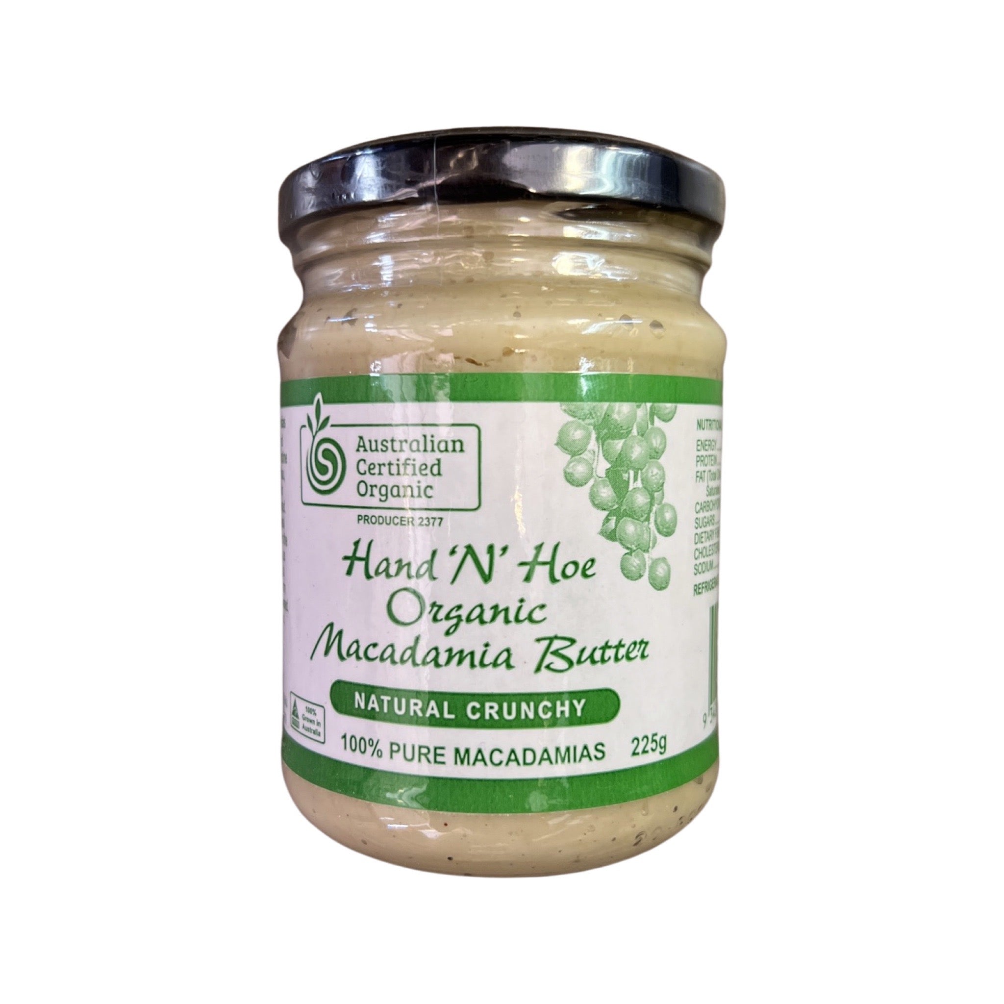Hand'N'Hoe Macadamia Butter Natural Crunchy 225g | Dunn & Walton